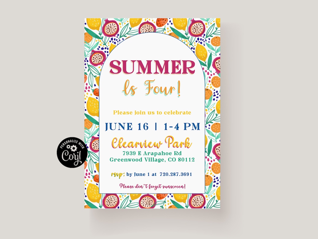 Summer Birthday Party Invitation Template: Fun in the Sun (digital ...