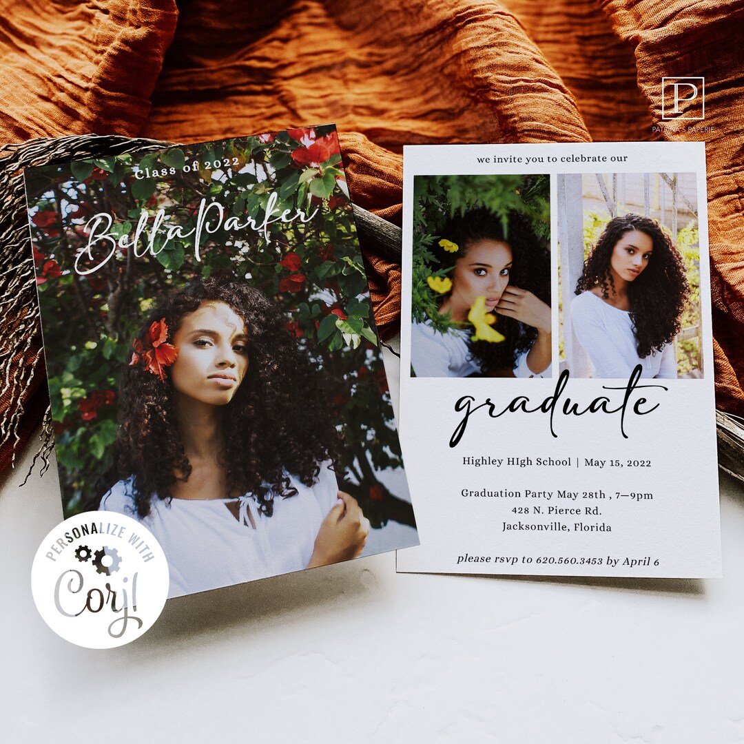 Graduation Invitation Template, Editable Graduation Party Invitation ...