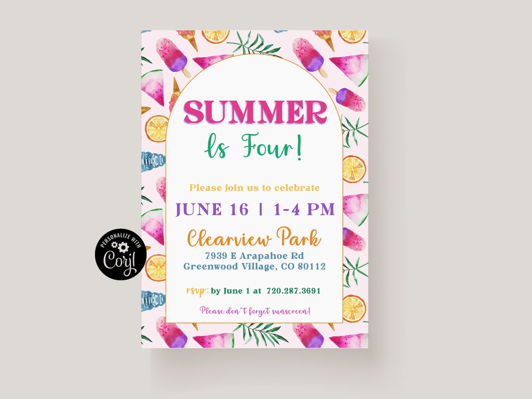 Summer Birthday Party Invitation Template: Fun in the Sun (printable ...