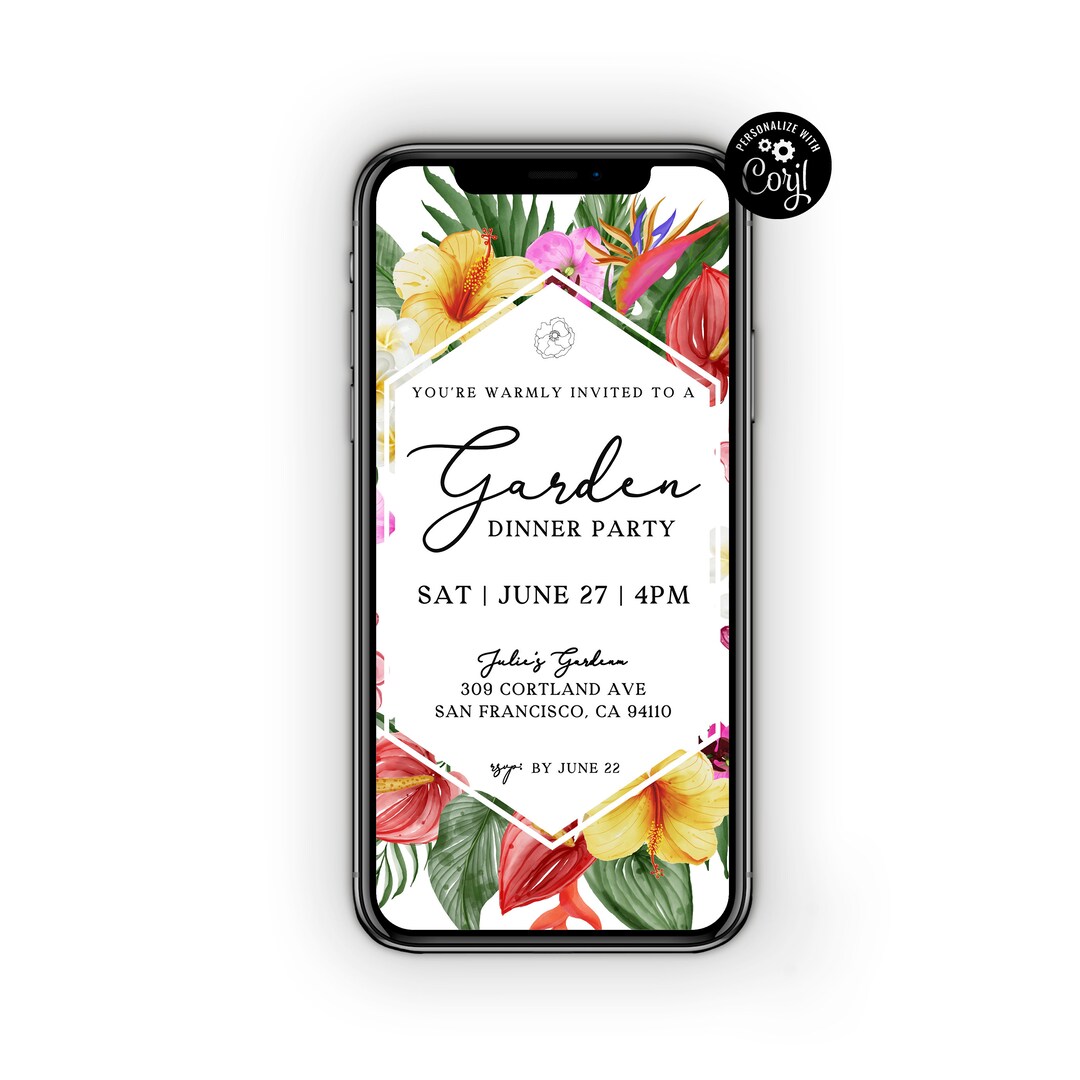 Garden Party Invitation, Garden Dinner Party Invite, Dinner Party ...