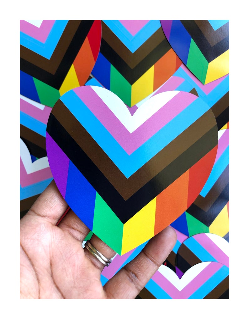 Progress Pride Flag in Heart Rainbow Magnet LGBTQAA Pride - Etsy