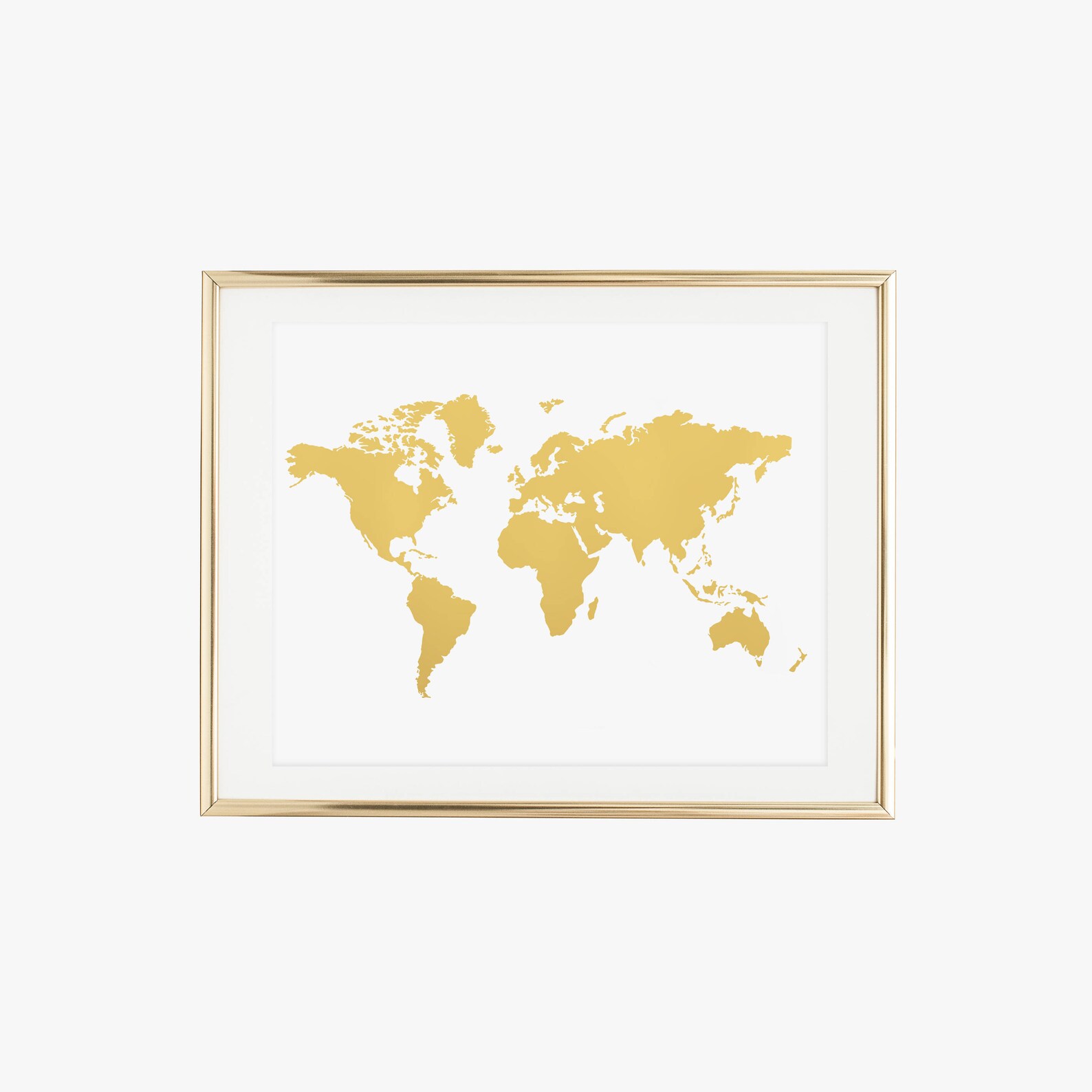 World Map Gold Foil Print Real Gold Foil Gold Map World Map - Etsy
