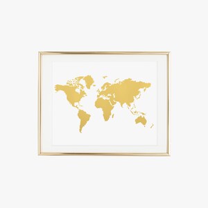 World Map Gold Foil Print Real Gold Foil, Gold Map, World Map Poster ...