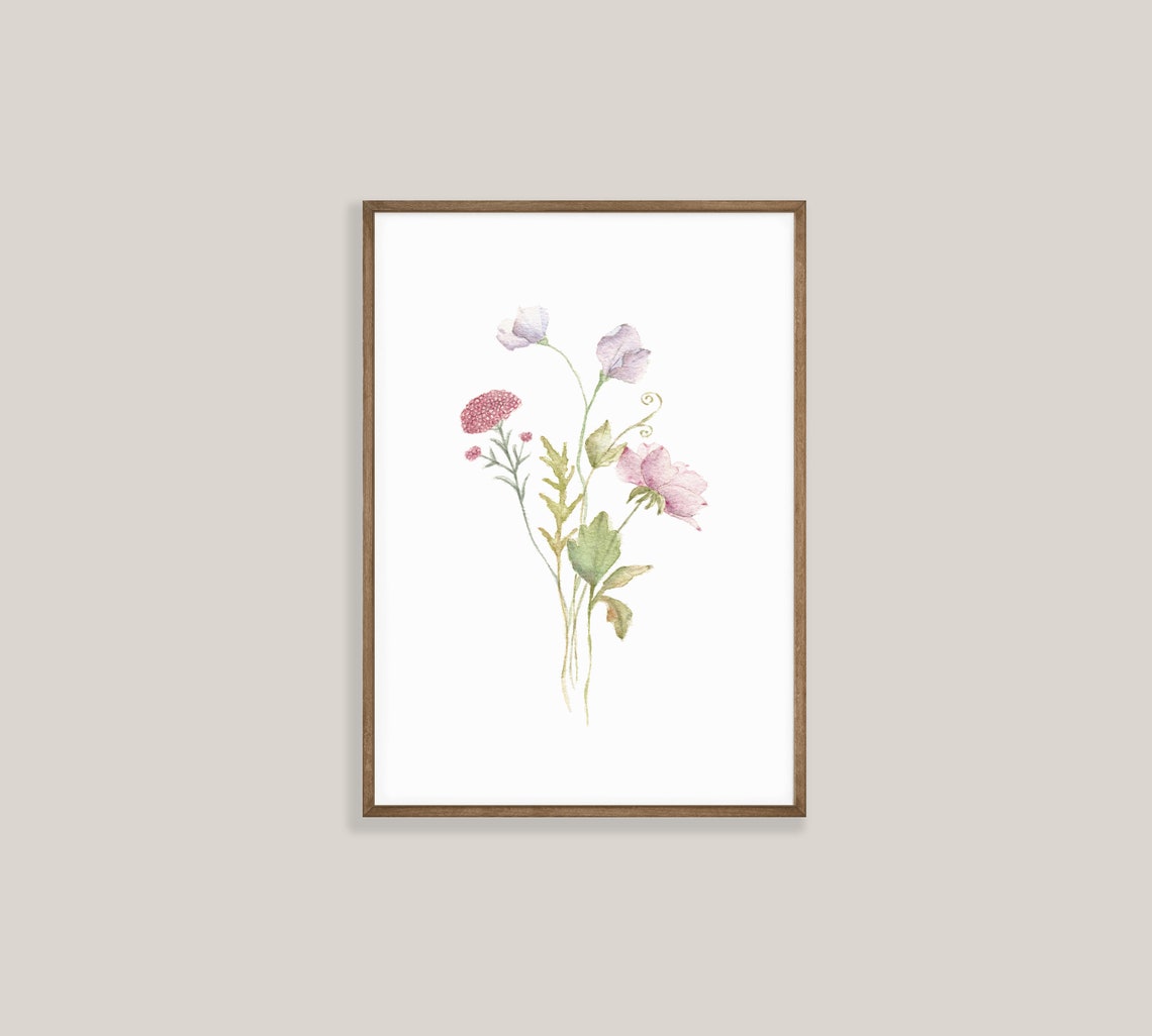 Watercolor Botanical Print Set of 3 Spring Flowers Prints - Etsy