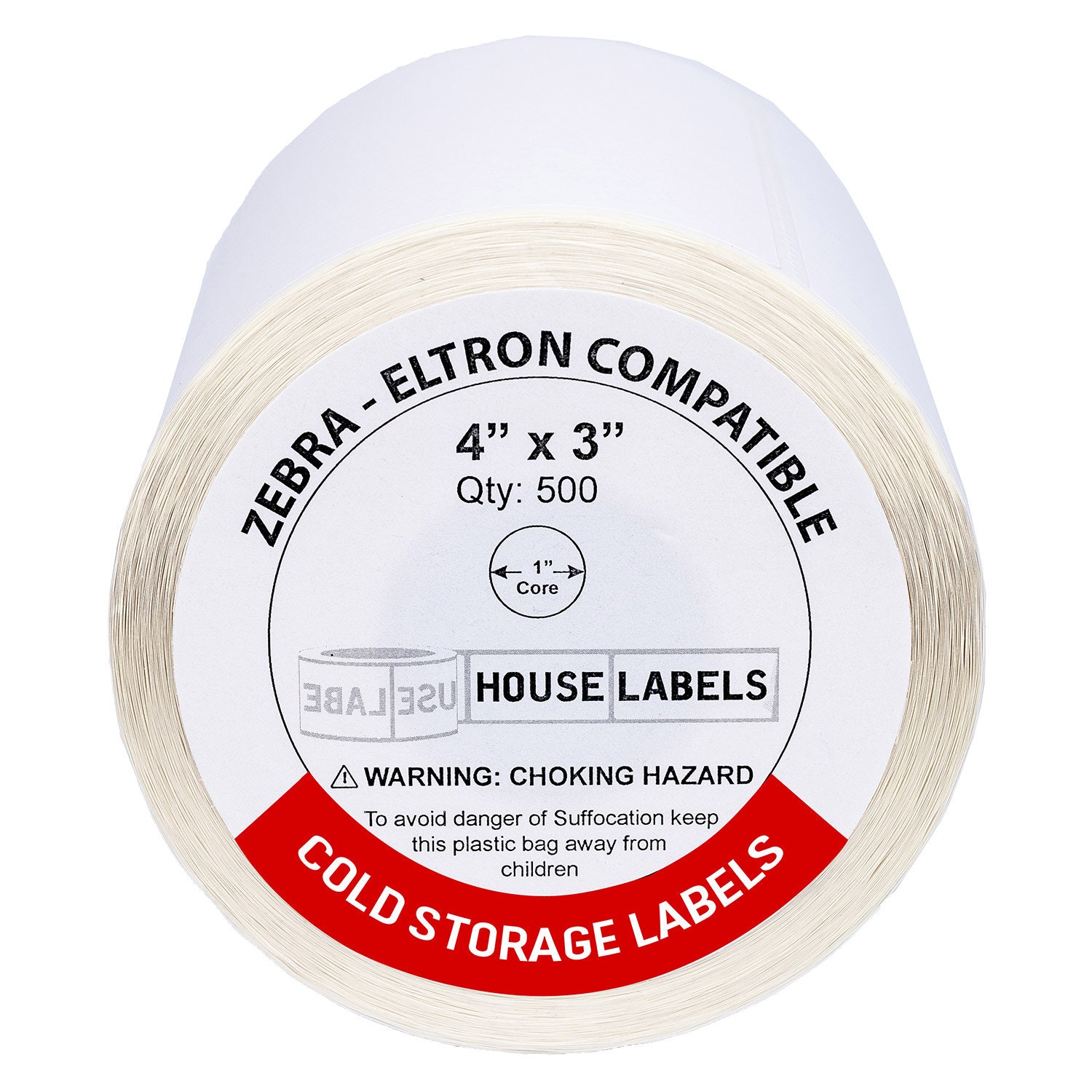 8 Rolls 500 WHITE FREEZER Labels per Roll, Zebra Rollo Compatible 4 X 3 ...