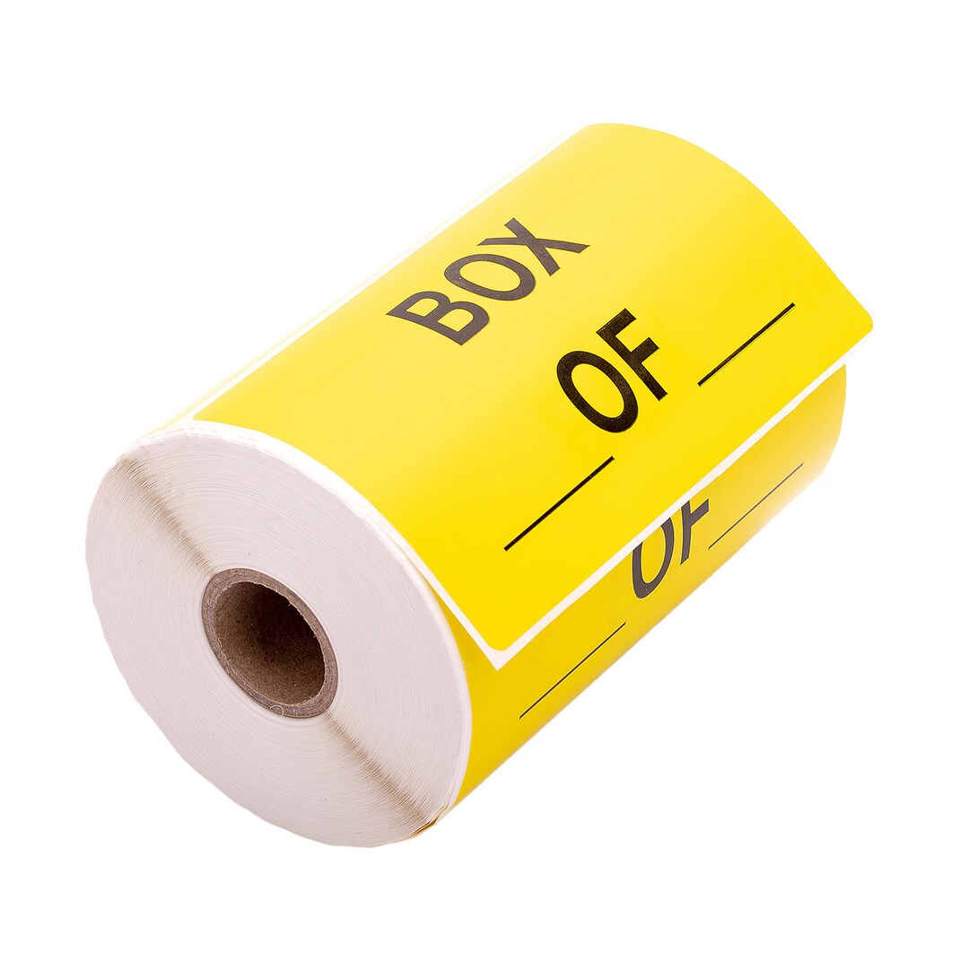 1 Roll; 500 Labels per Roll, Box ___of ___ 5"x 3" Small Pre-printed ...