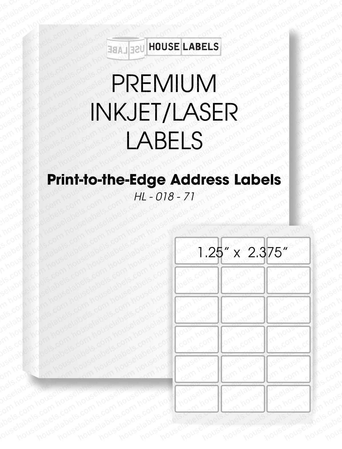 100 Sheets 1800 Labels Houselabels Same Size as 6871 18UP 18 Labels per ...