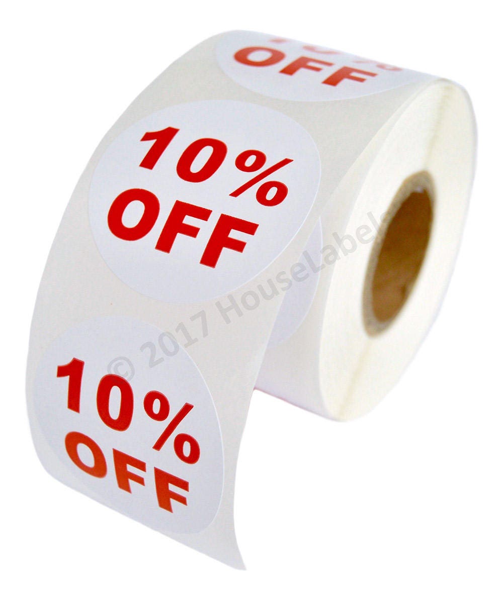 10% OFF DISCOUNT LABELS / Stickers 500 labels/roll | Etsy
