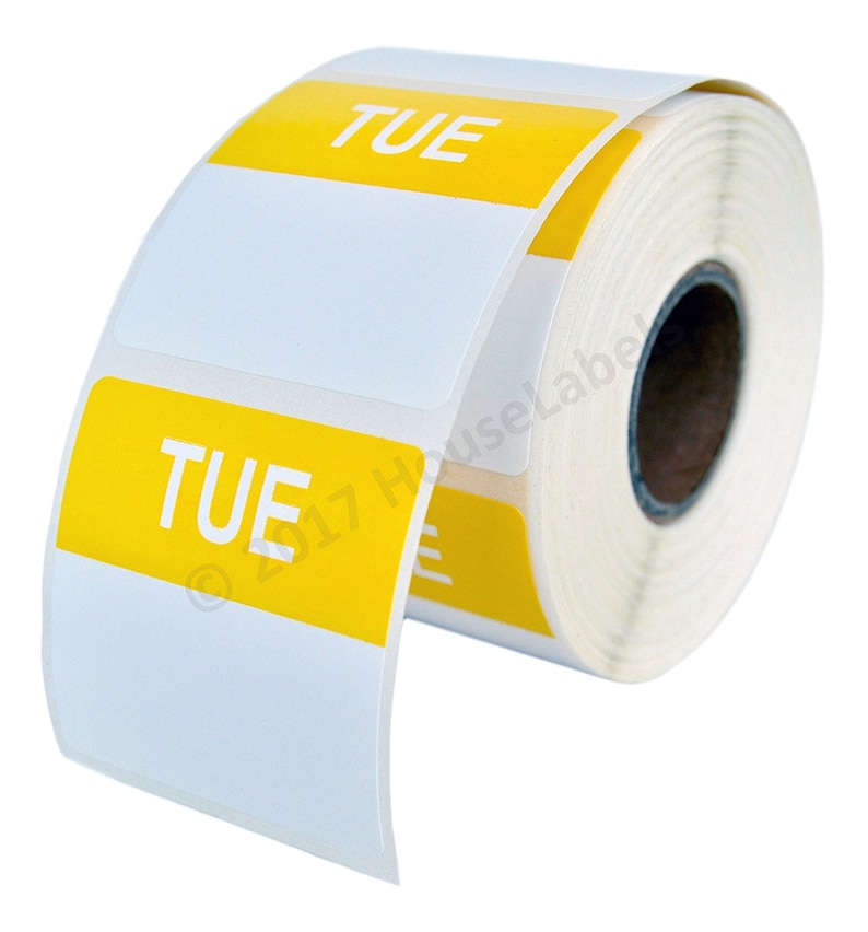 TUESDAY Day of the Week Labels / Stickers (40mm X 40mm, 1.5" X 1.5 ...