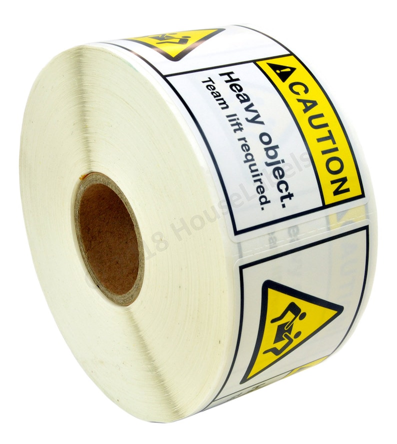 CAUTION HEAVY OBJECT Team Lift Required Stickers / Labels - 3 X 1.5 (3 ...