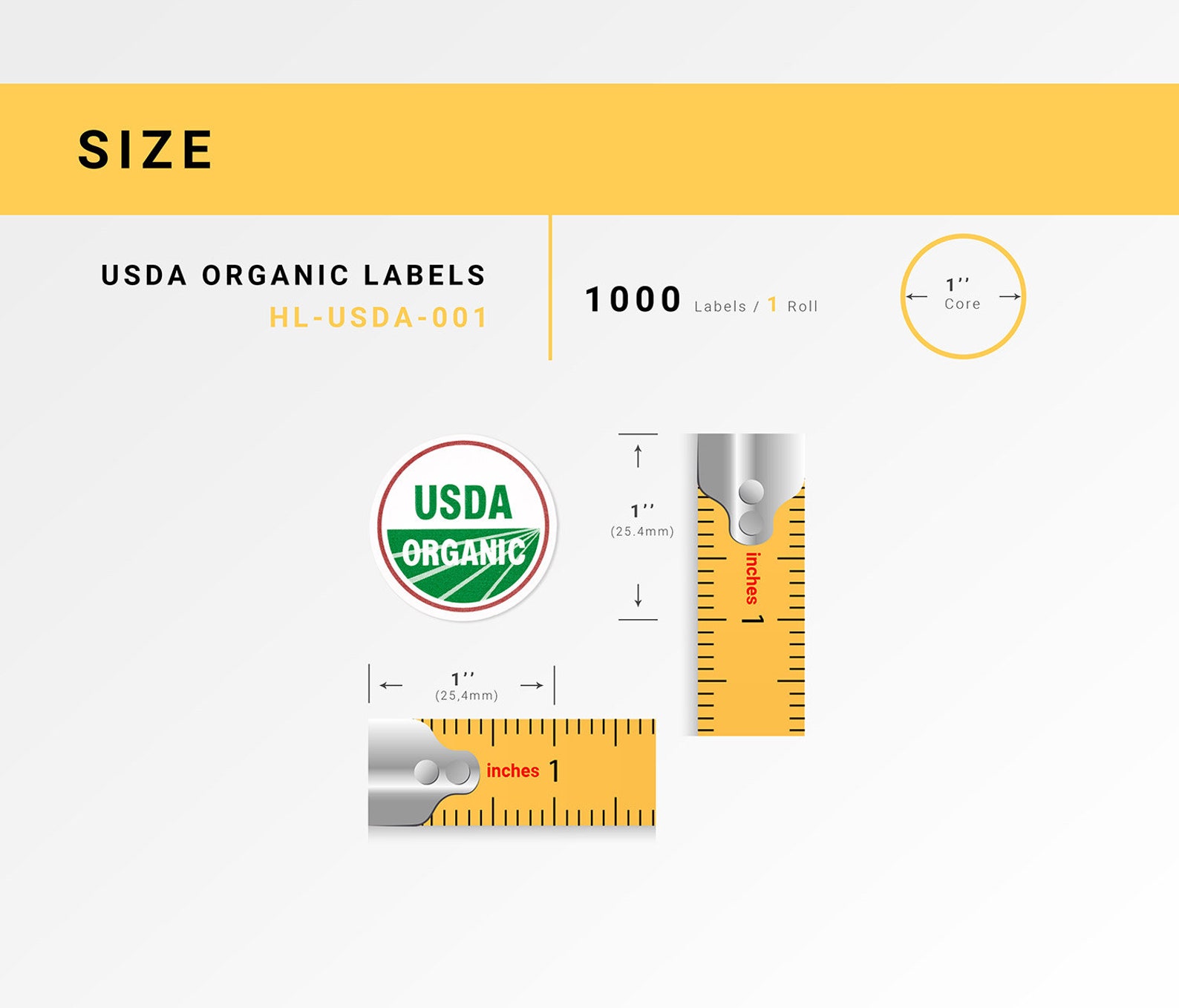 USDA ORGANIC Labels / Stickers One Inch Round Circle Dots Adhesive ...