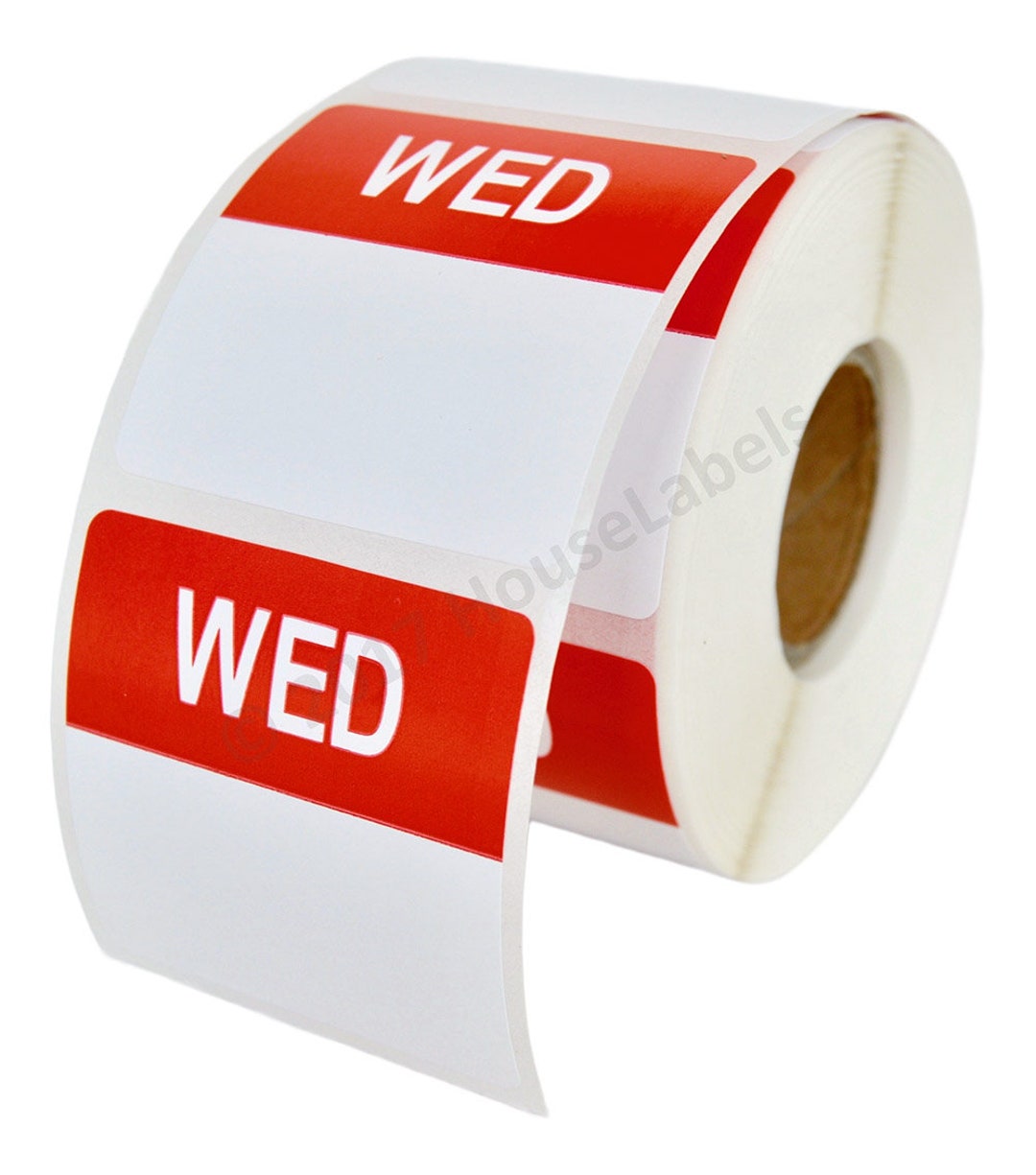 WEDNESDAY Day of the Week Labels / Stickers (40mm X 40mm, 1.5" X 1.5 ...