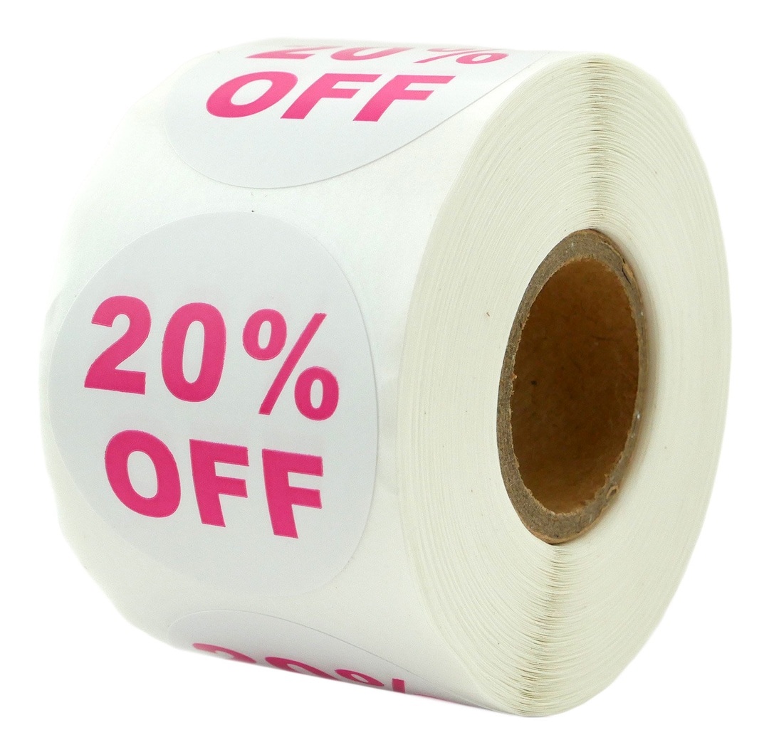 20% OFF - DISCOUNT LABELS / Stickers - (500 Labels/roll, 1.5" Diameter ...