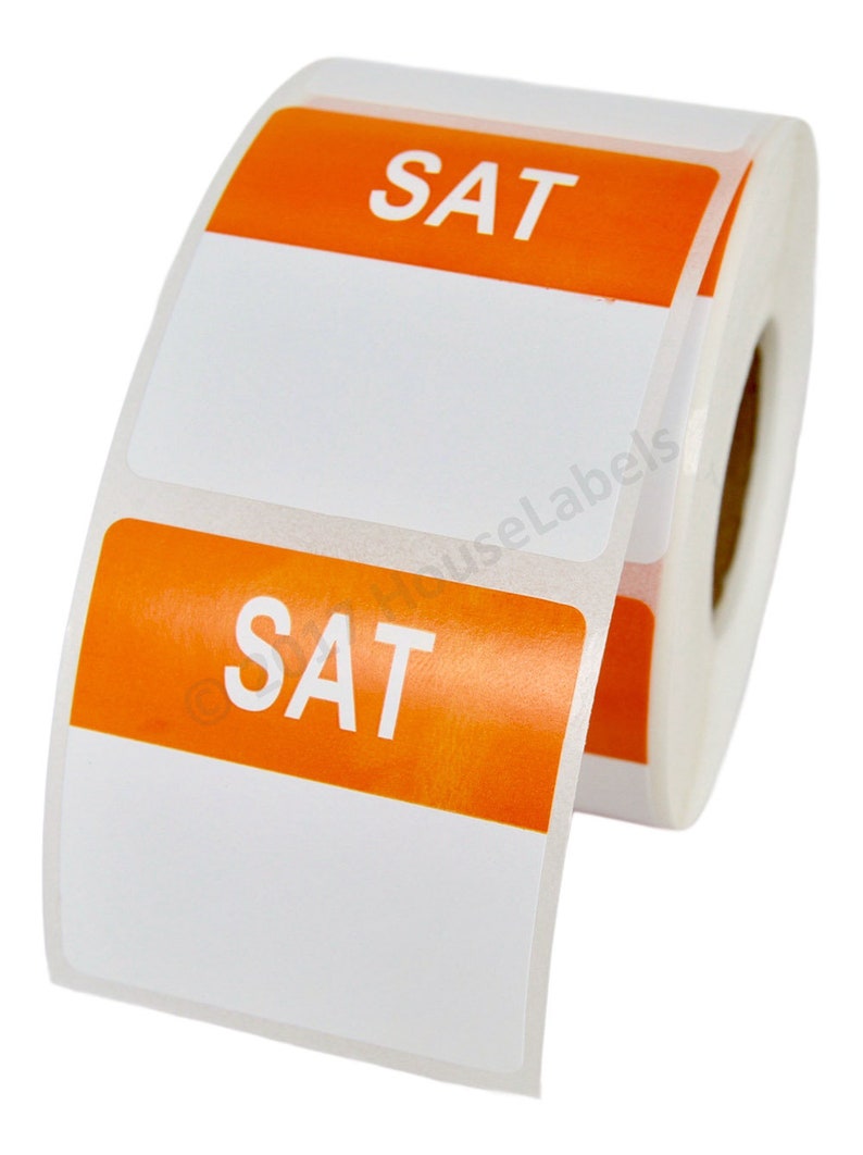 SATURDAY Day of the Week Labels / Stickers (40mm X 40mm, 1.5" X 1.5 ...