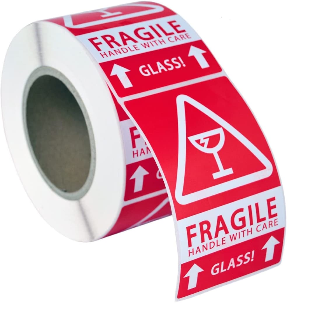 FRAGILE GLASS This Side up Pre-printed Labels / Stickers (3" X 5") - (1 ...