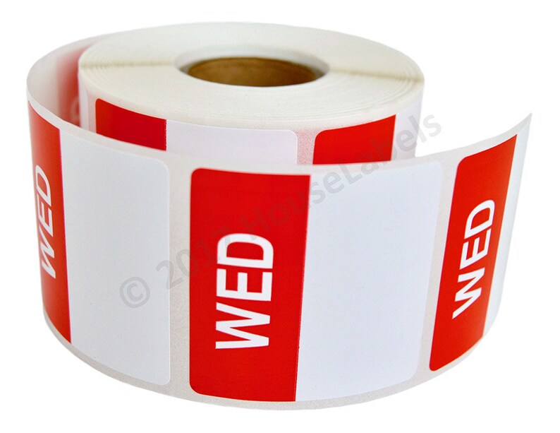 WEDNESDAY Day of the Week Labels / Stickers (40mm X 40mm, 1.5" X 1.5 ...