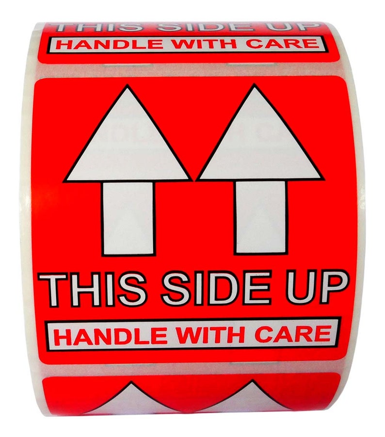 THIS SIDE UP / Handle With Care Pre-printed Labels / Stickers (2" X 2 ...