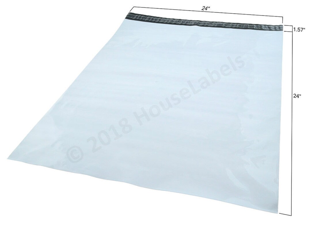 24x24 - #8 - White POLY MAILERS - (250) Bags - Houselabels - 2.35 Mil ...