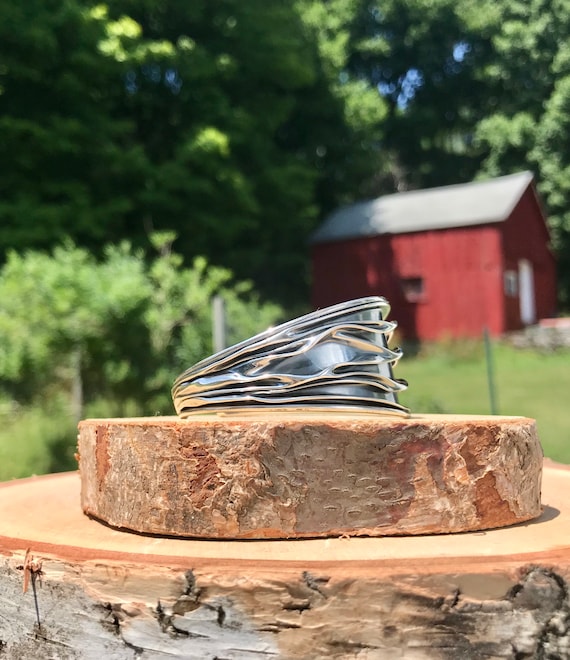 Sterling Silver Fold Formed Cuff Bracelet - 925 Wrink… - Gem