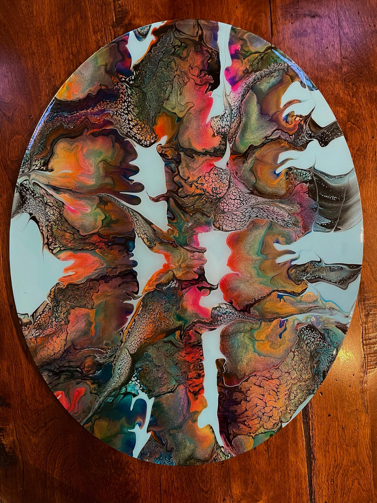 0058 Acrylic Painting on 16 X 20 Oval Canvas Resined | Etsy