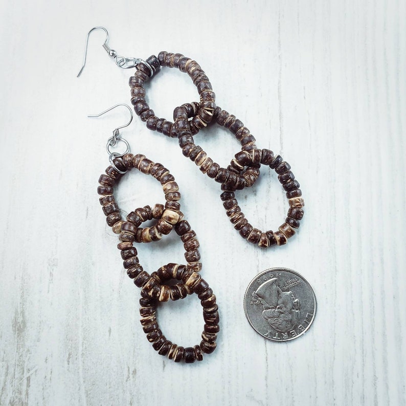 Coconut Shell Bead Earrings Coconut Jewelry Rustic Earrings - Etsy