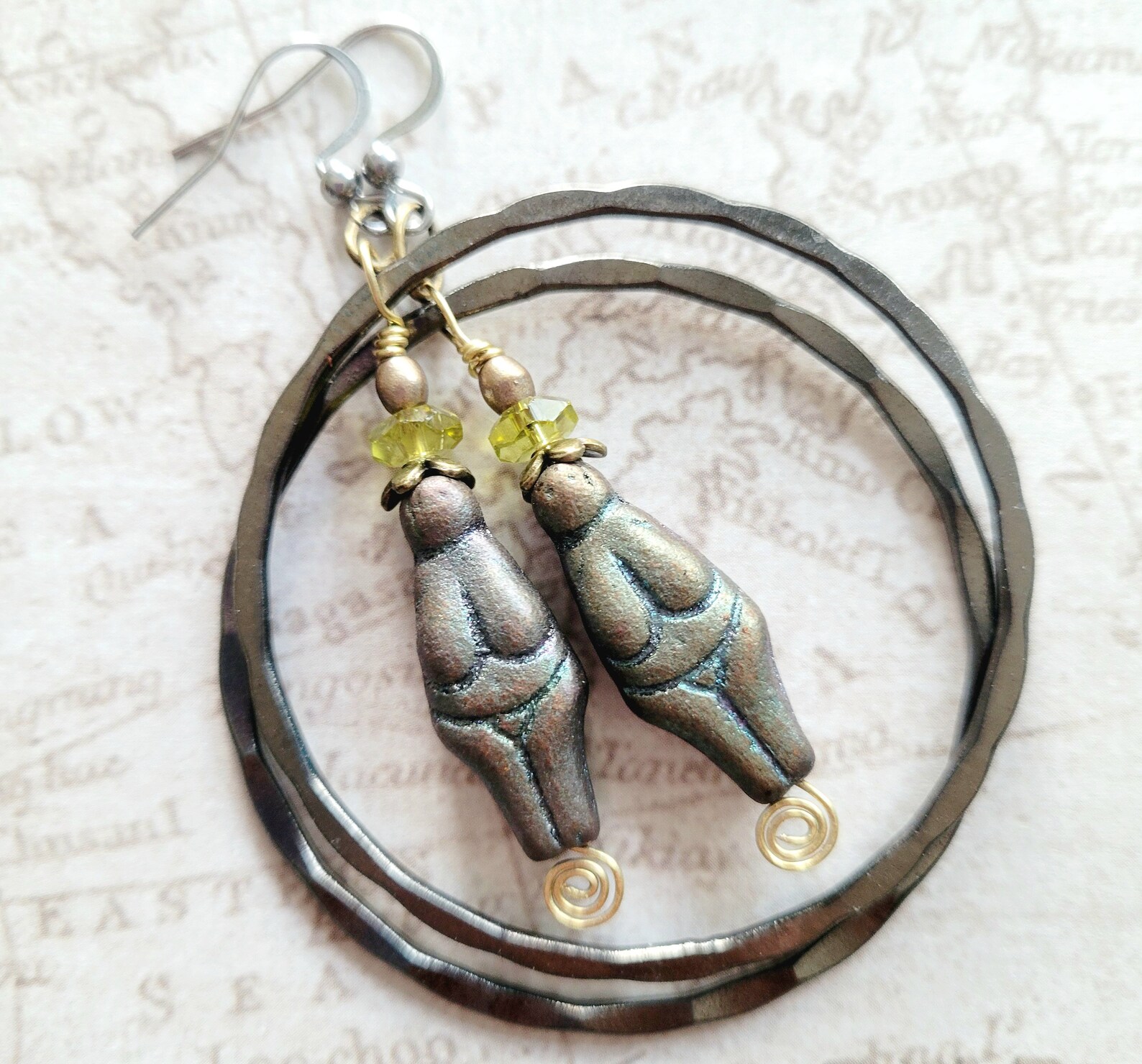 Neolithic Goddess Earrings Czech Glass, Pagan Gifts for Sister Under 30 ...