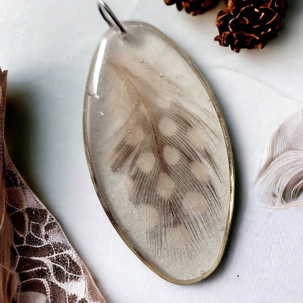Feather in Resin Necklace - Etsy