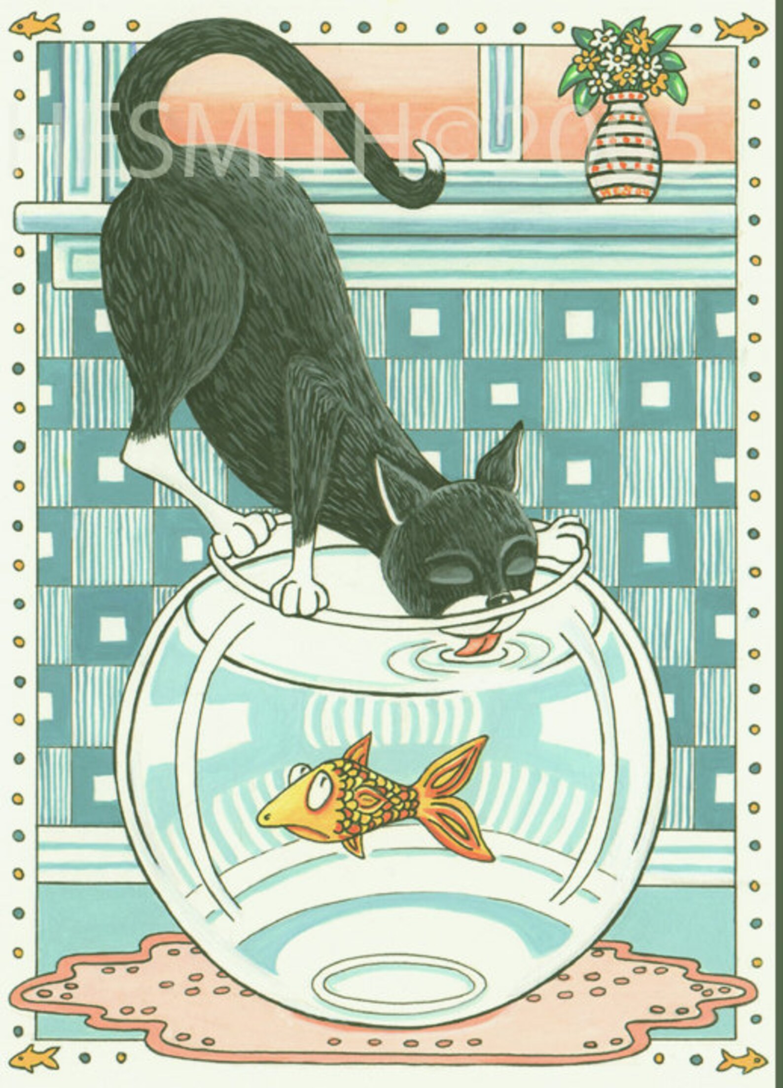 Gulp Funny Cat Card Blank Color Card Cat Lover Card Naughty Cat Card ...