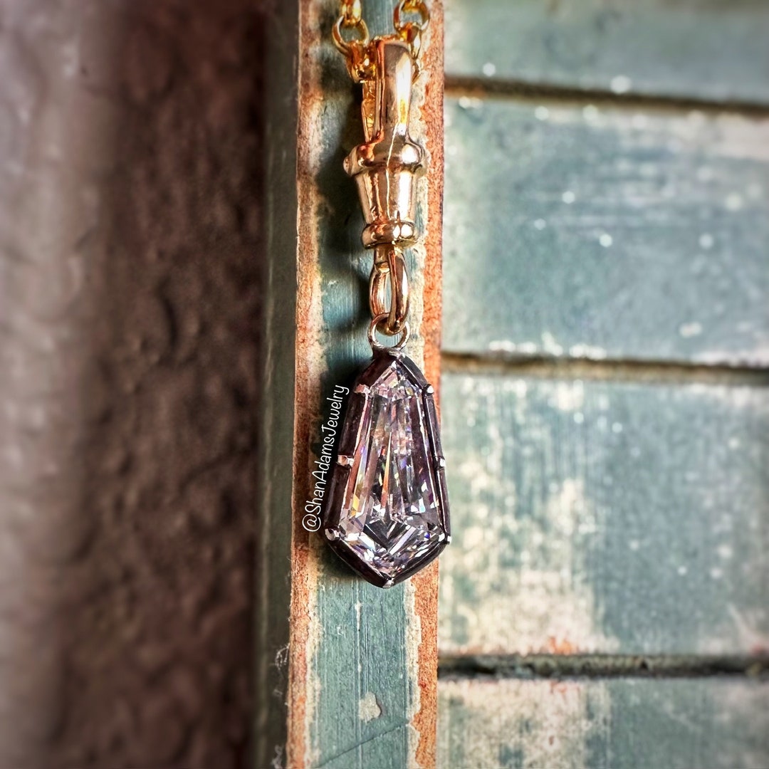 Georgian Victorian Style Kite Cut Diamond Paste Cubic Zirconia Pendant ...