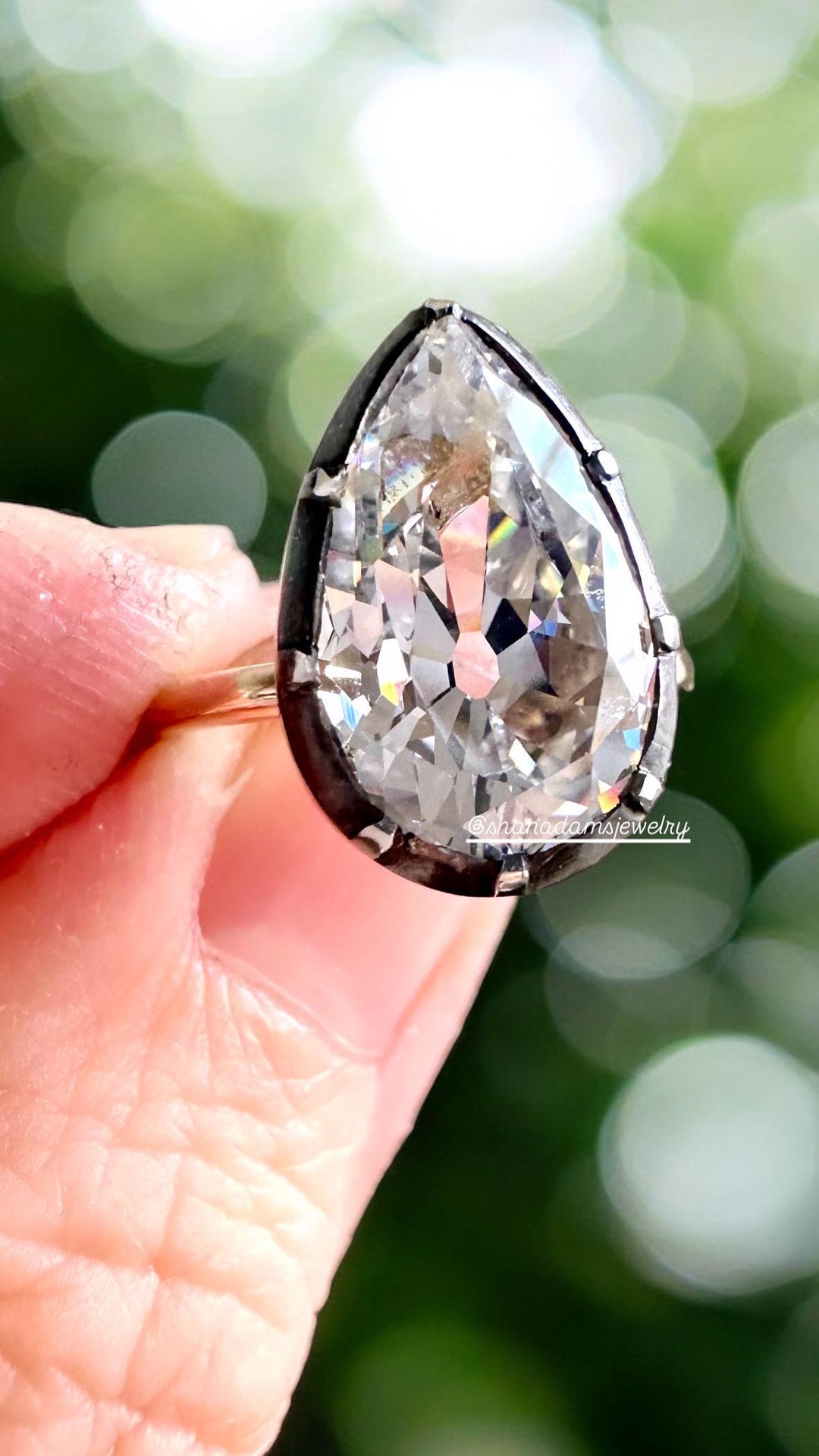 Georgian Victorian Style Engagement Ring With Antique Pear Cut Diamond ...