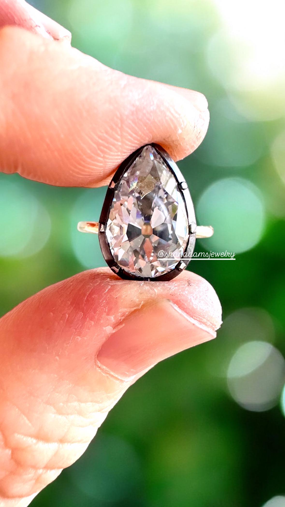 Georgian Victorian Style Engagement Ring With Antique Pear Cut Diamond ...