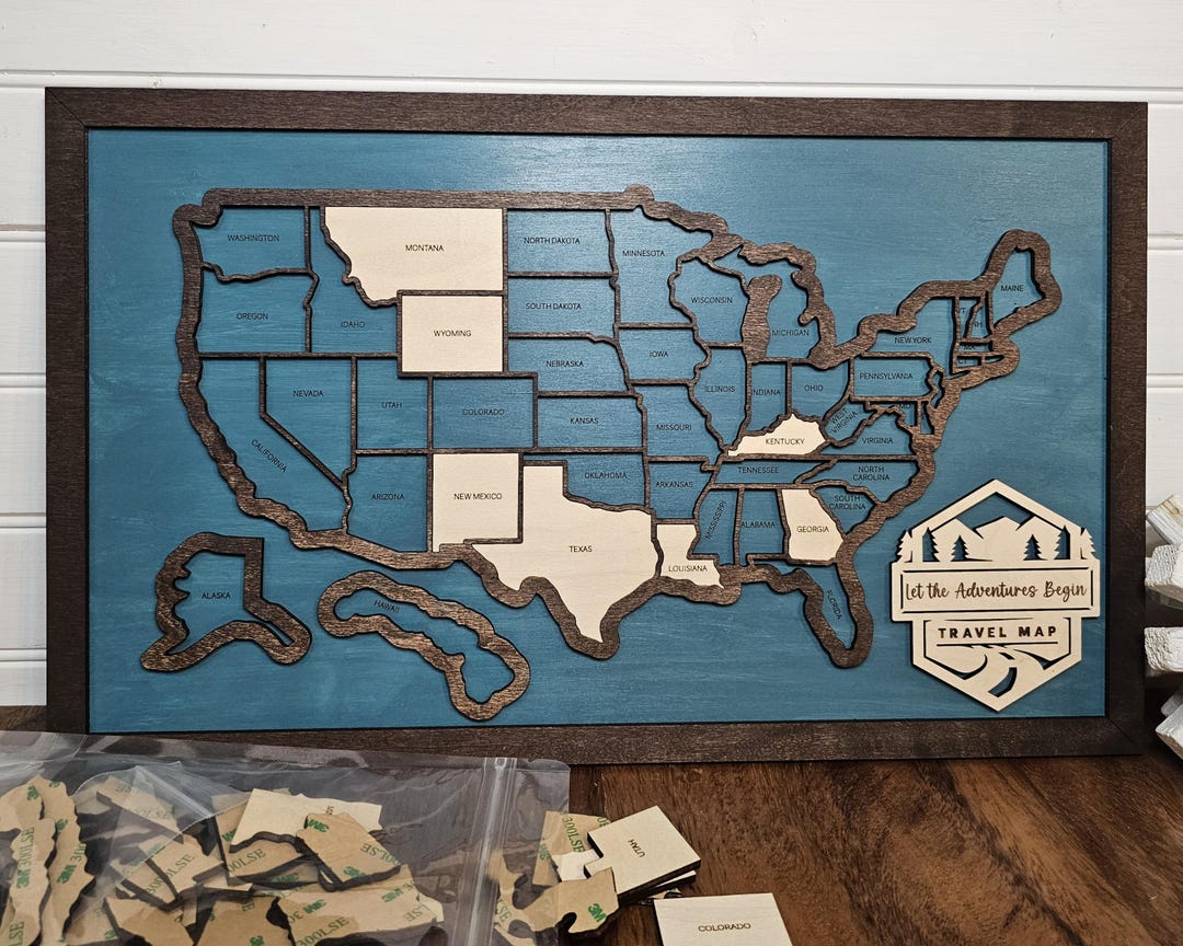 USA Travel Map, Wooden States Map, Travel Tracker, Wedding Gift - Etsy