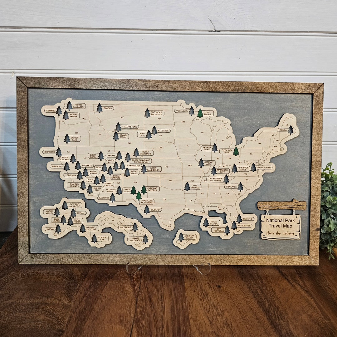 US National Park Travel Map, Wedding Gift, Present for Traveler ...