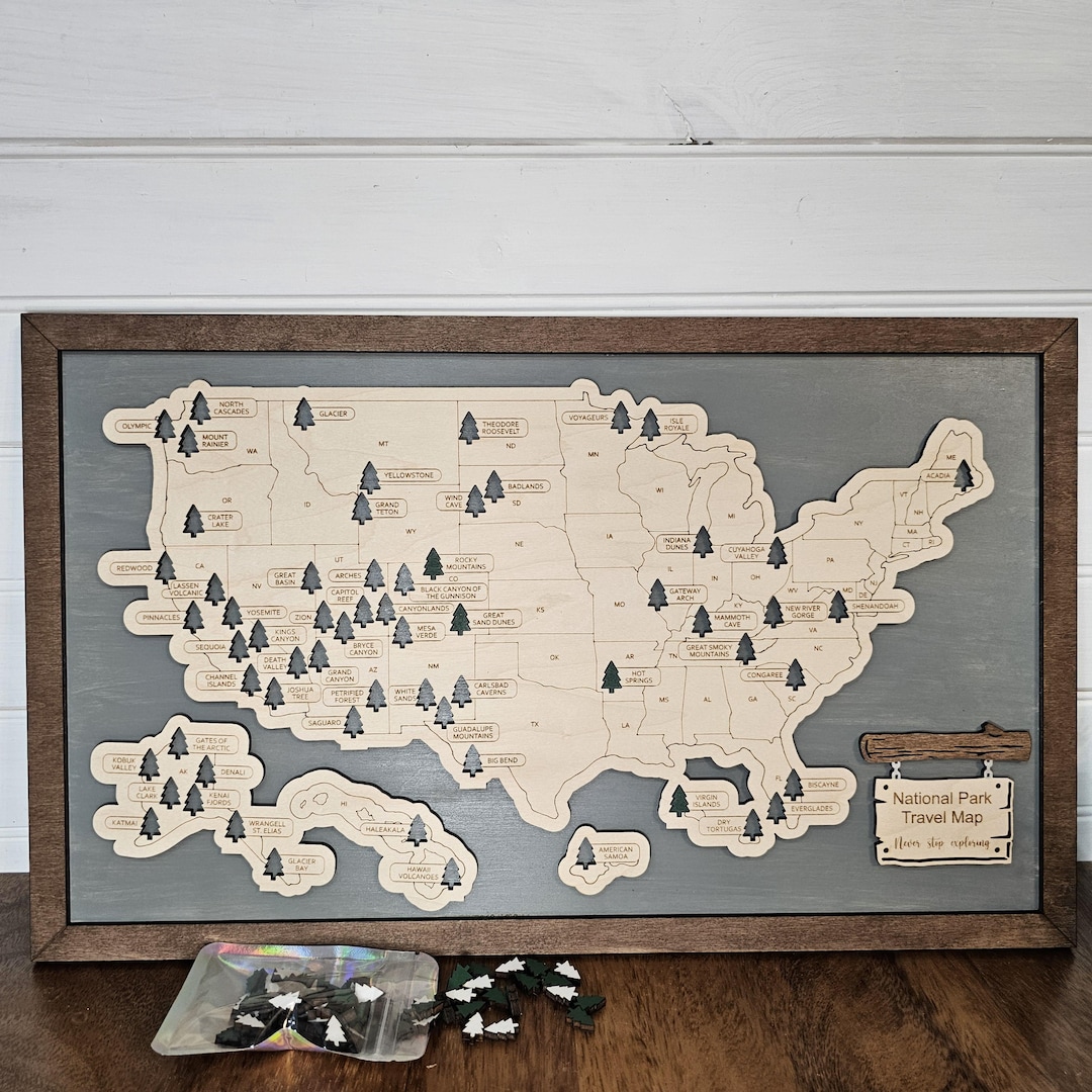 US National Park Travel Map, Wedding Gift, Present for Traveler ...