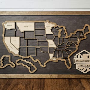 USA Travel Map, Wooden States Map, Travel Tracker, Wedding Gift, Wood ...