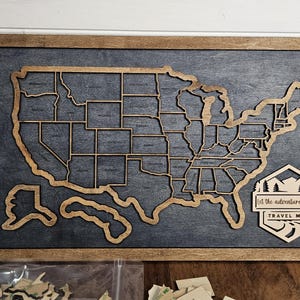 USA Travel Map, Wooden States Map, Travel Tracker, Wedding Gift, Wood ...