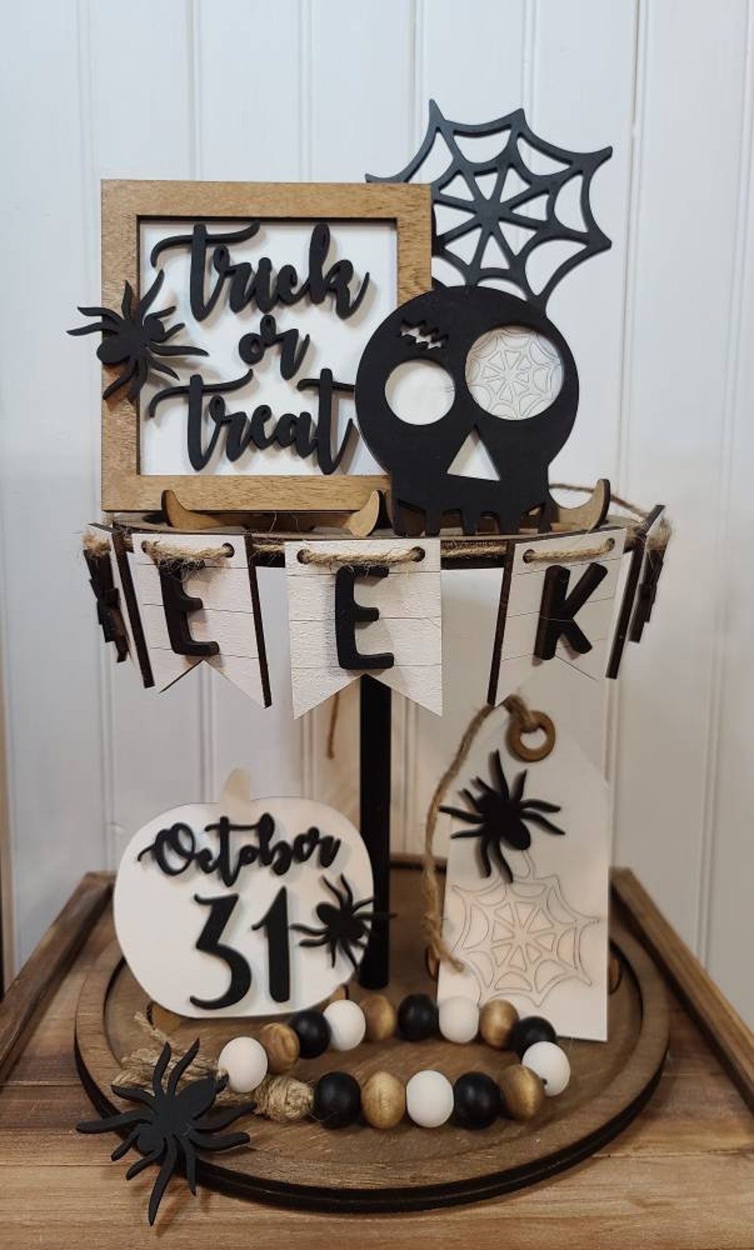 Halloween Spider Tier Tray Display Tiered Tray Pieces Coffee - Etsy