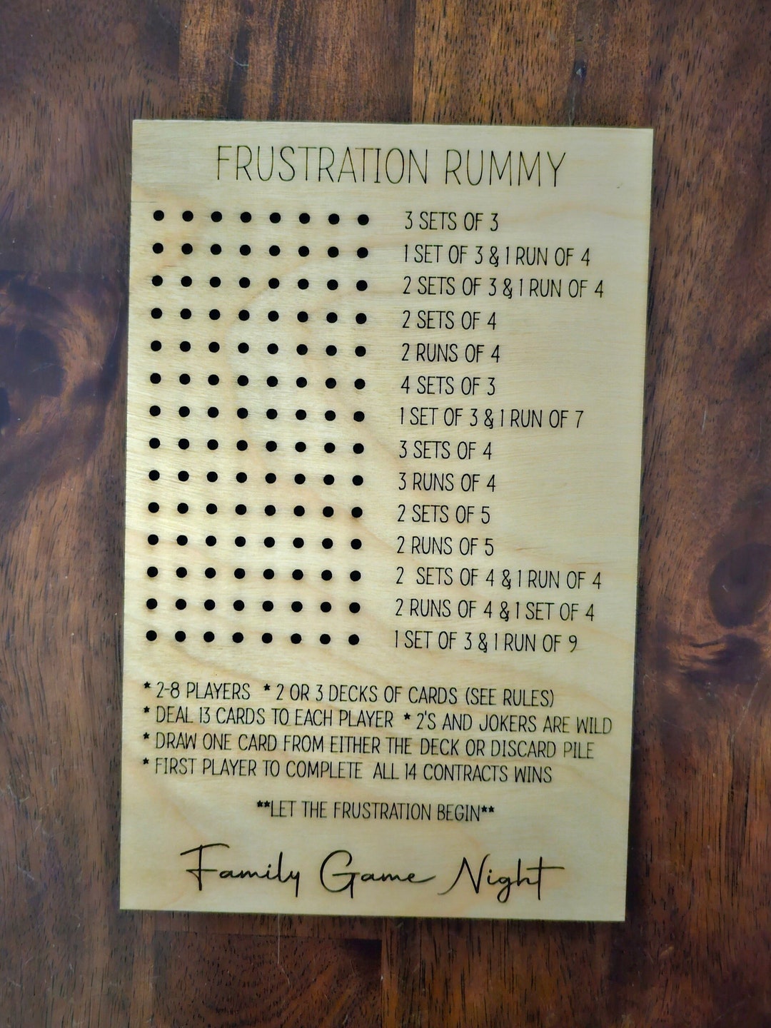 Frustration Rummy Game Board up to 8 Players Housewarming - Etsy