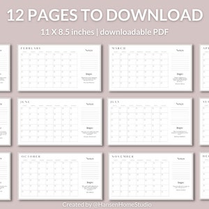 Monthly Calendar Pages Minimalist Boho PDF Printables Planner Organizer ...