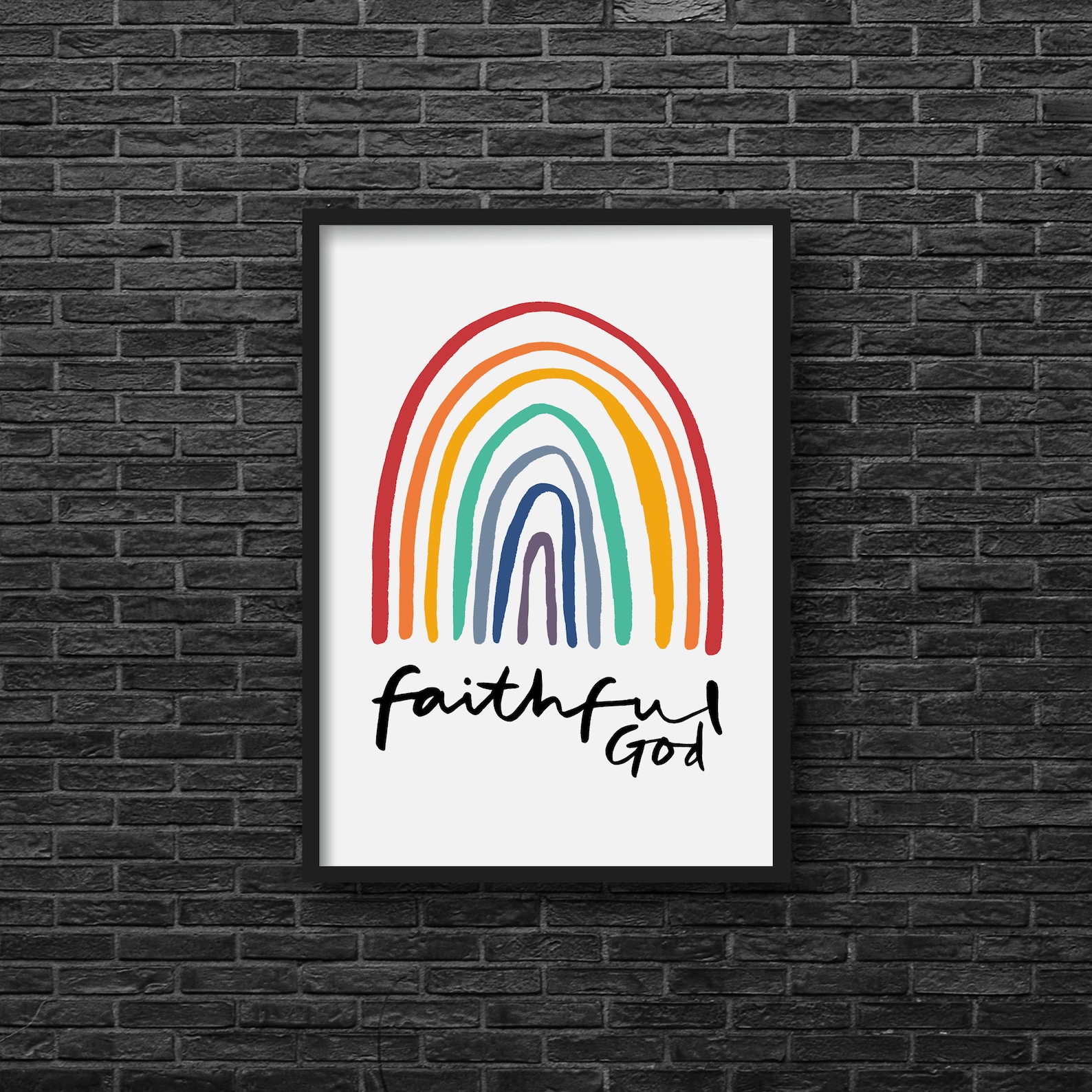 Print 'faithful God' Multicolour Rainbow Faith - Etsy UK