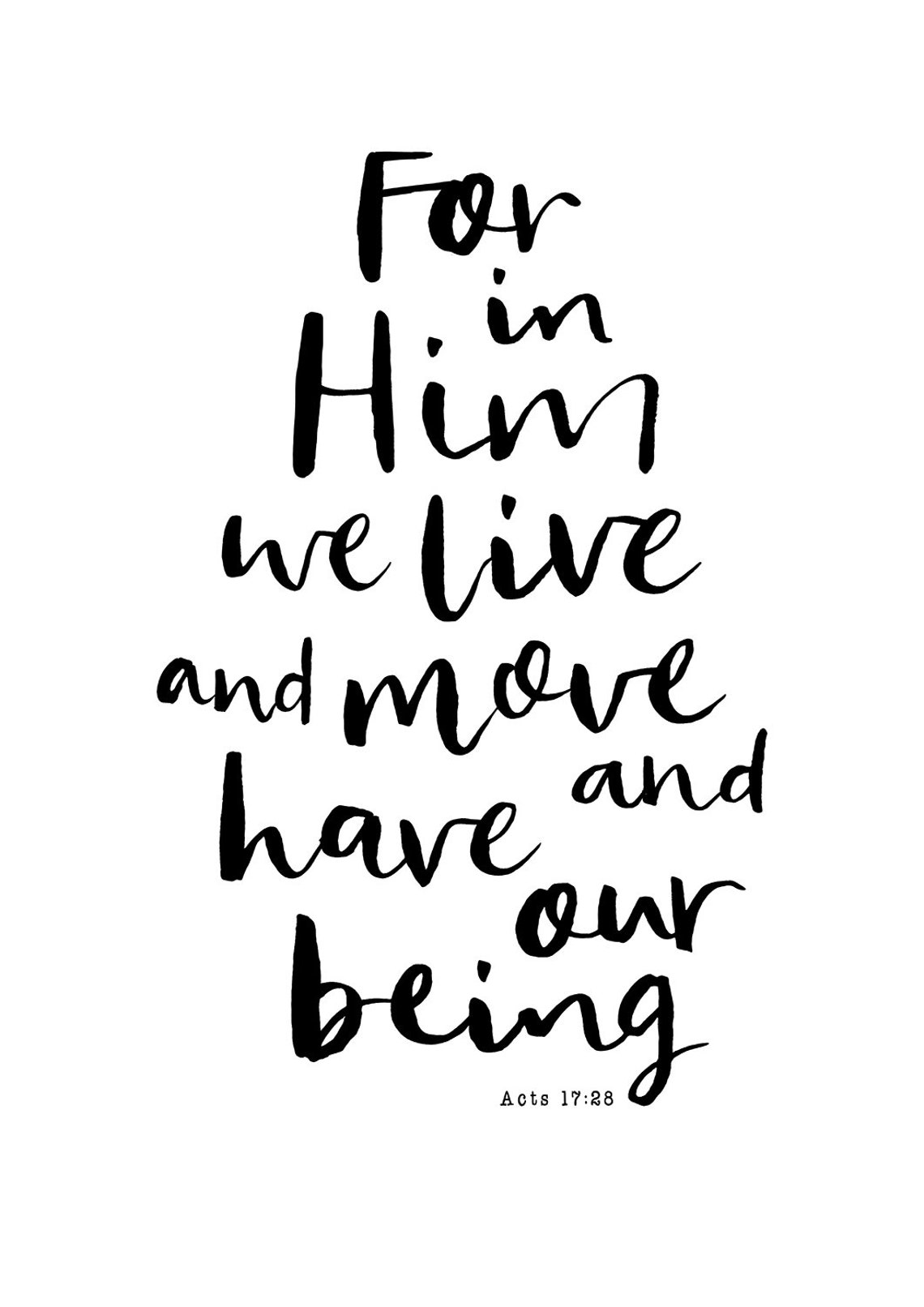 Print 'for in Him We Live and Move and Have Our Being' - Etsy