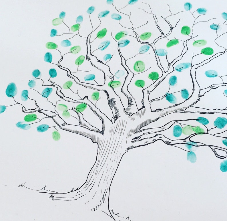 PRINTABLE Fingerprint Tree Guestbook Tree Illustration | Etsy