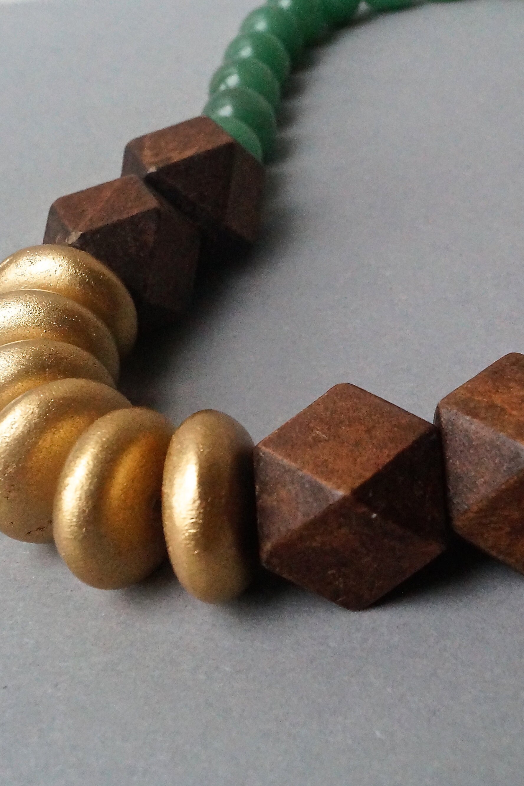 Necklace made of jade wood and brass jade wood brass | Etsy