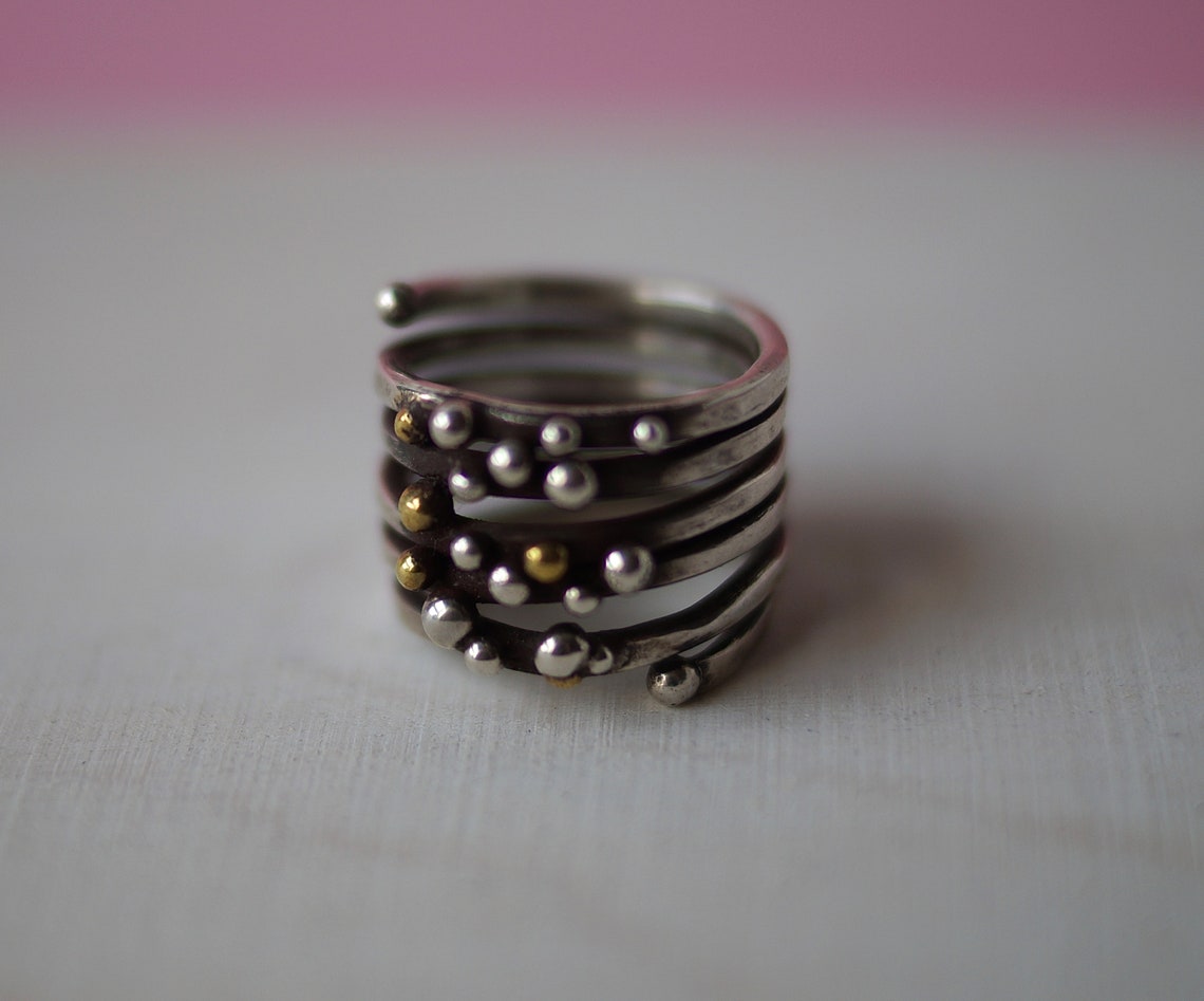 Silver Spiral Ring With Balls Silver Ring Unusual Ring - Etsy