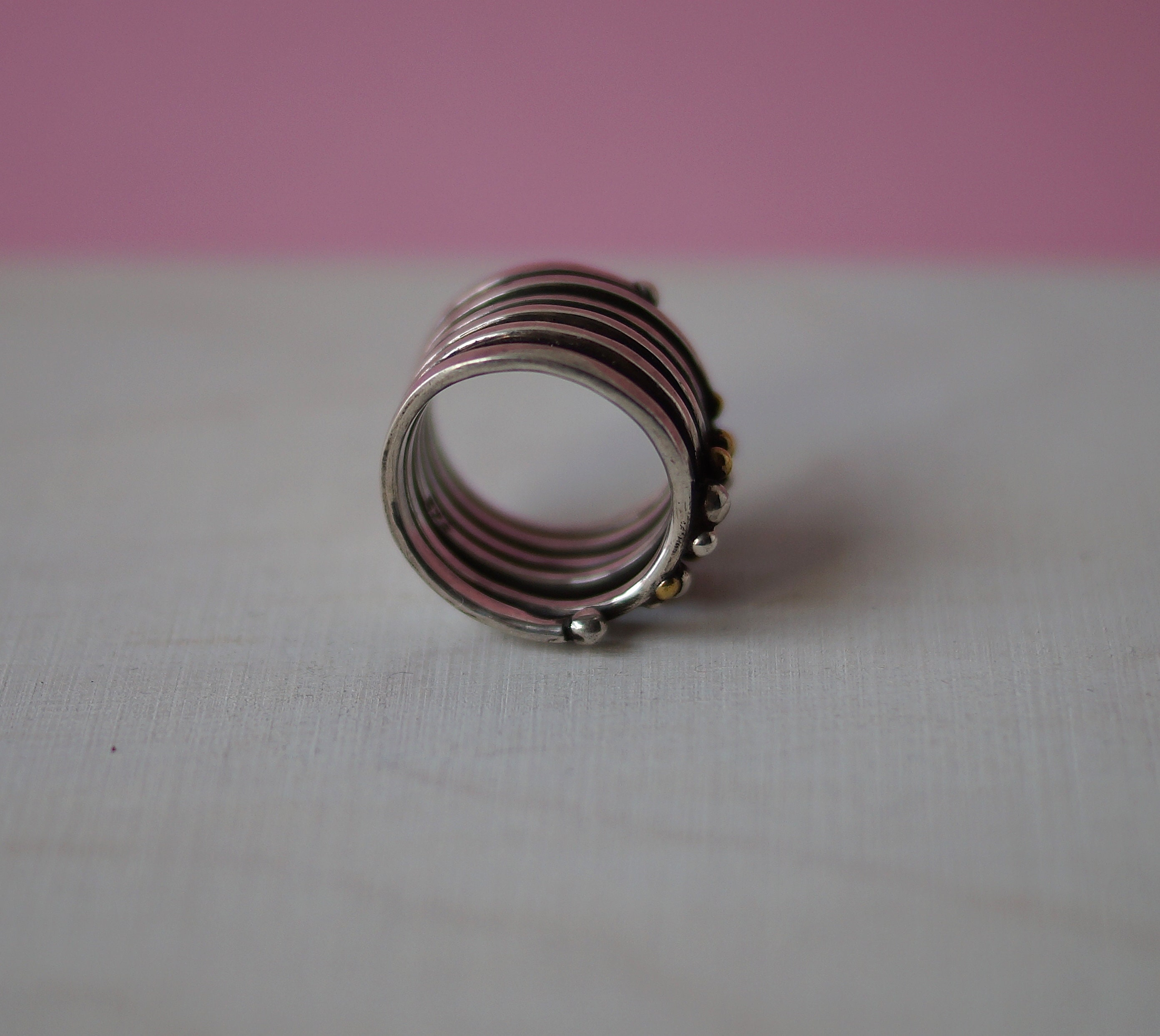 Silver Spiral Ring With Balls, Silver Ring, Unusual Ring Decorated With ...