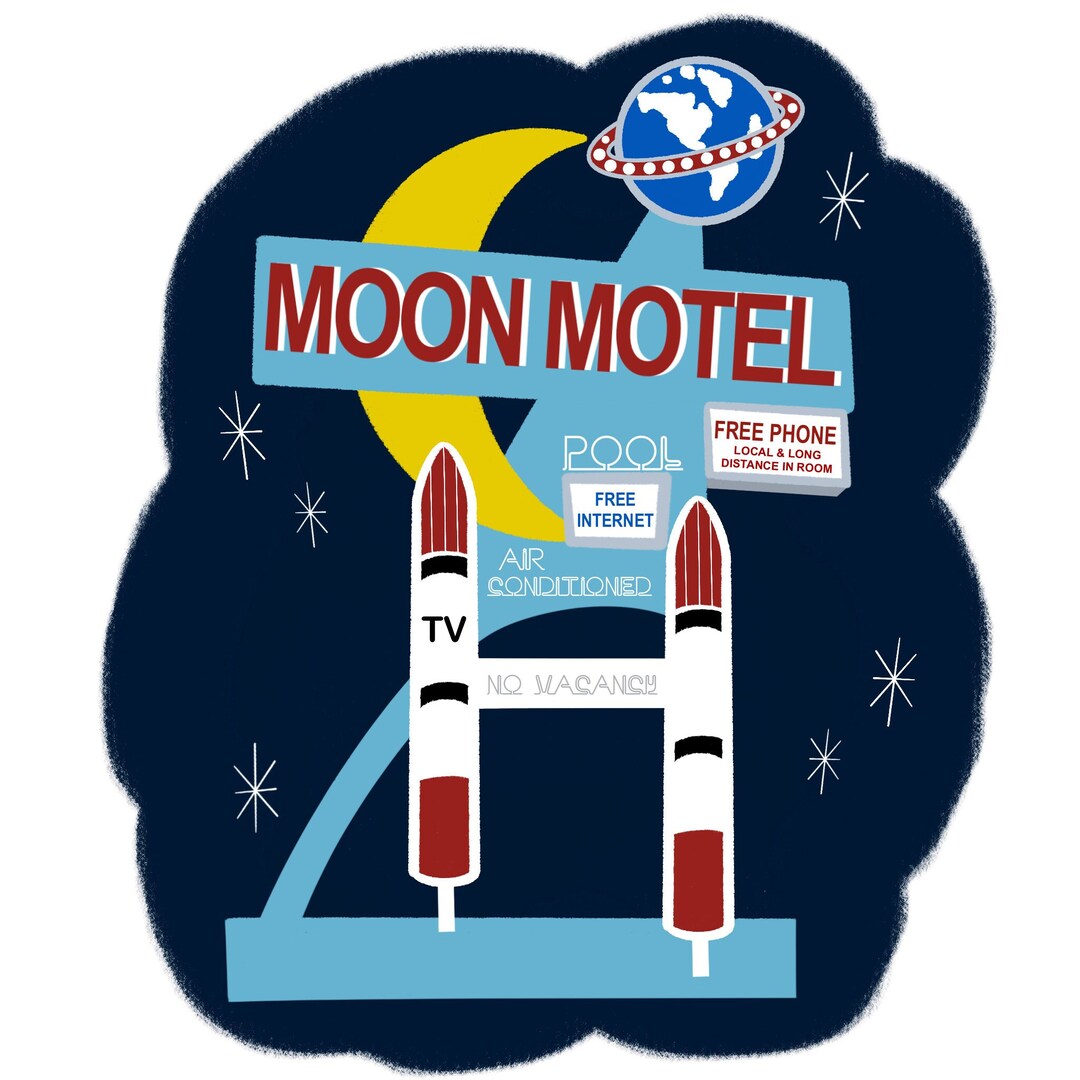The Moon Motel Sign, Motel Sign Art, Digital Download, Retro Moon Motel ...