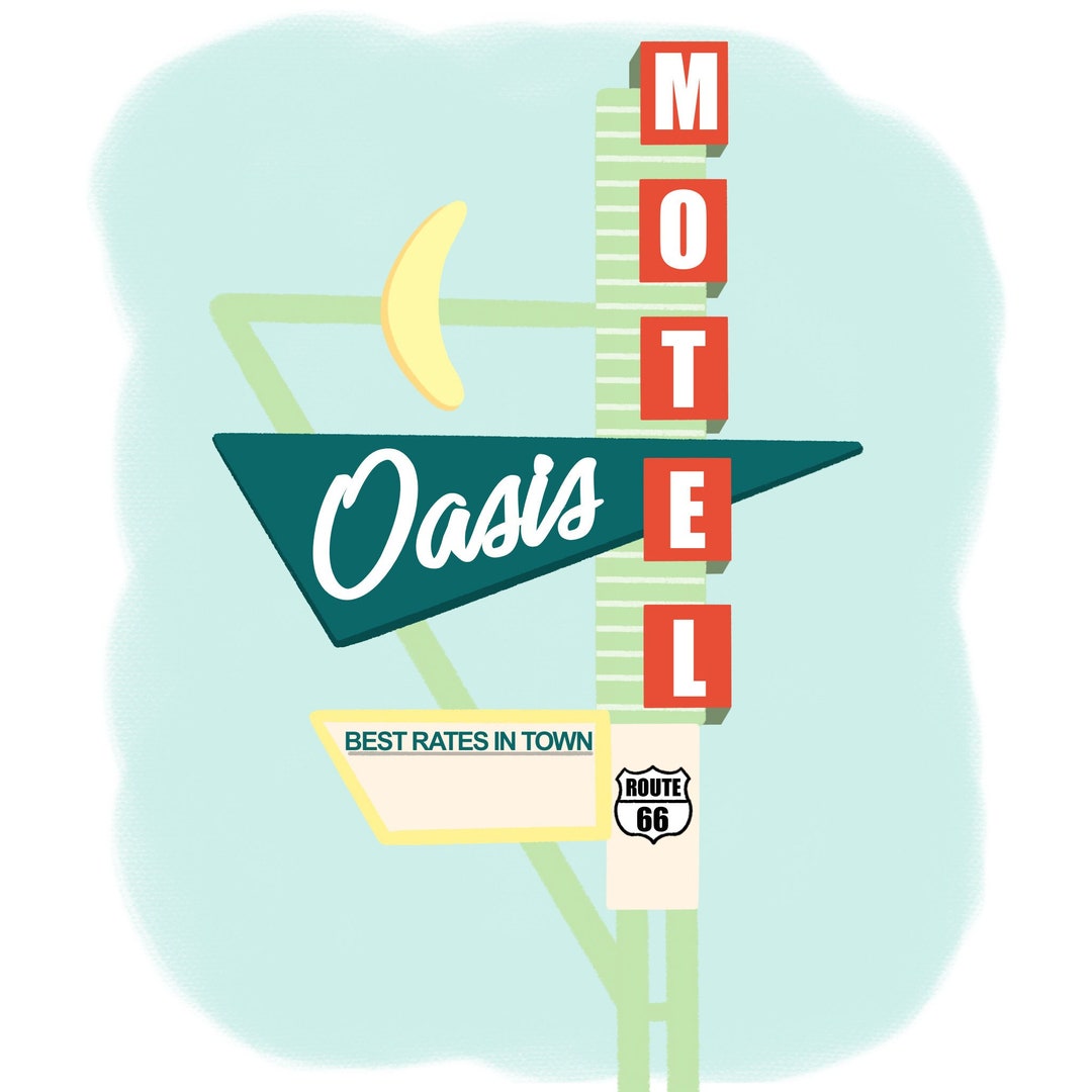 The Oasis Motel Sign, Motel Sign Art, Digital Download, Retro Motel ...