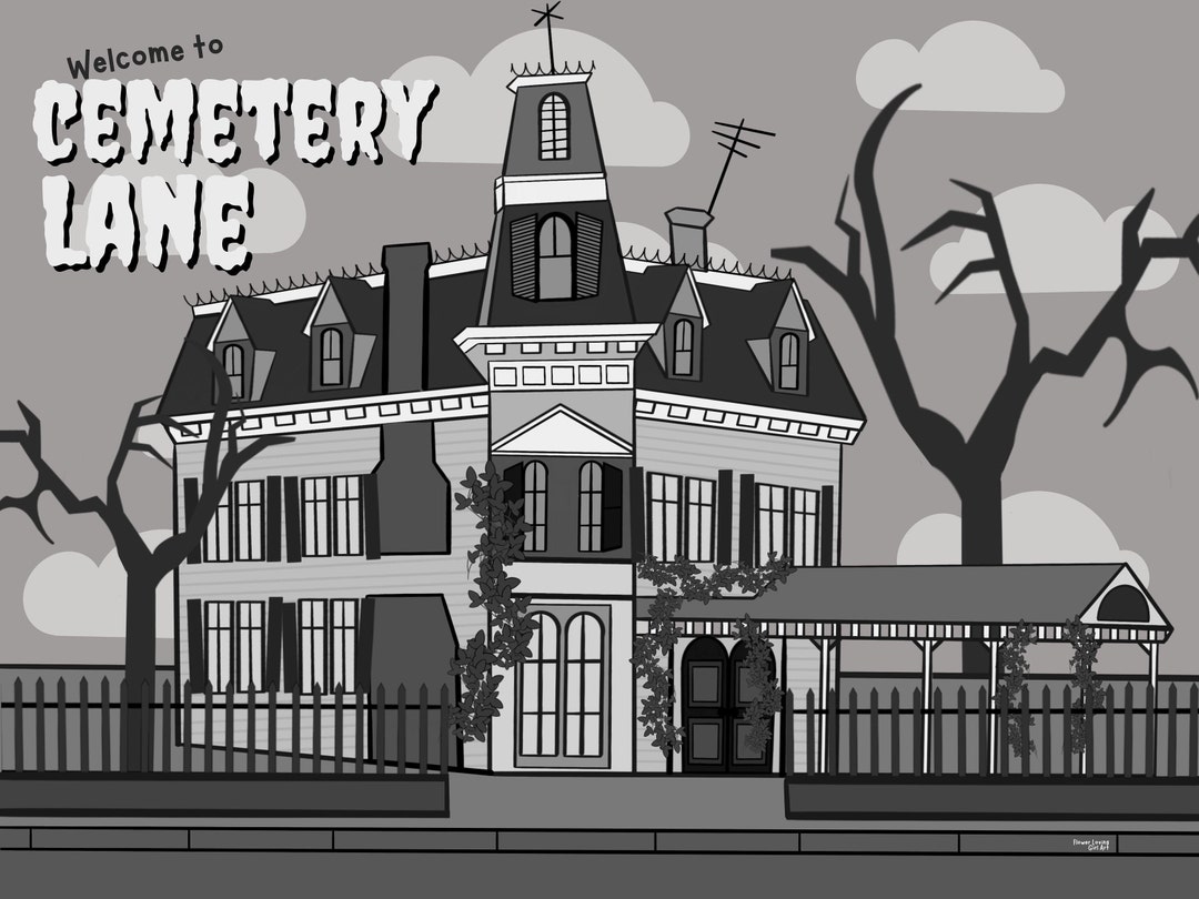 PRINTABLE Halloween Wall Art, the Addams Family TV, House, Digital ...