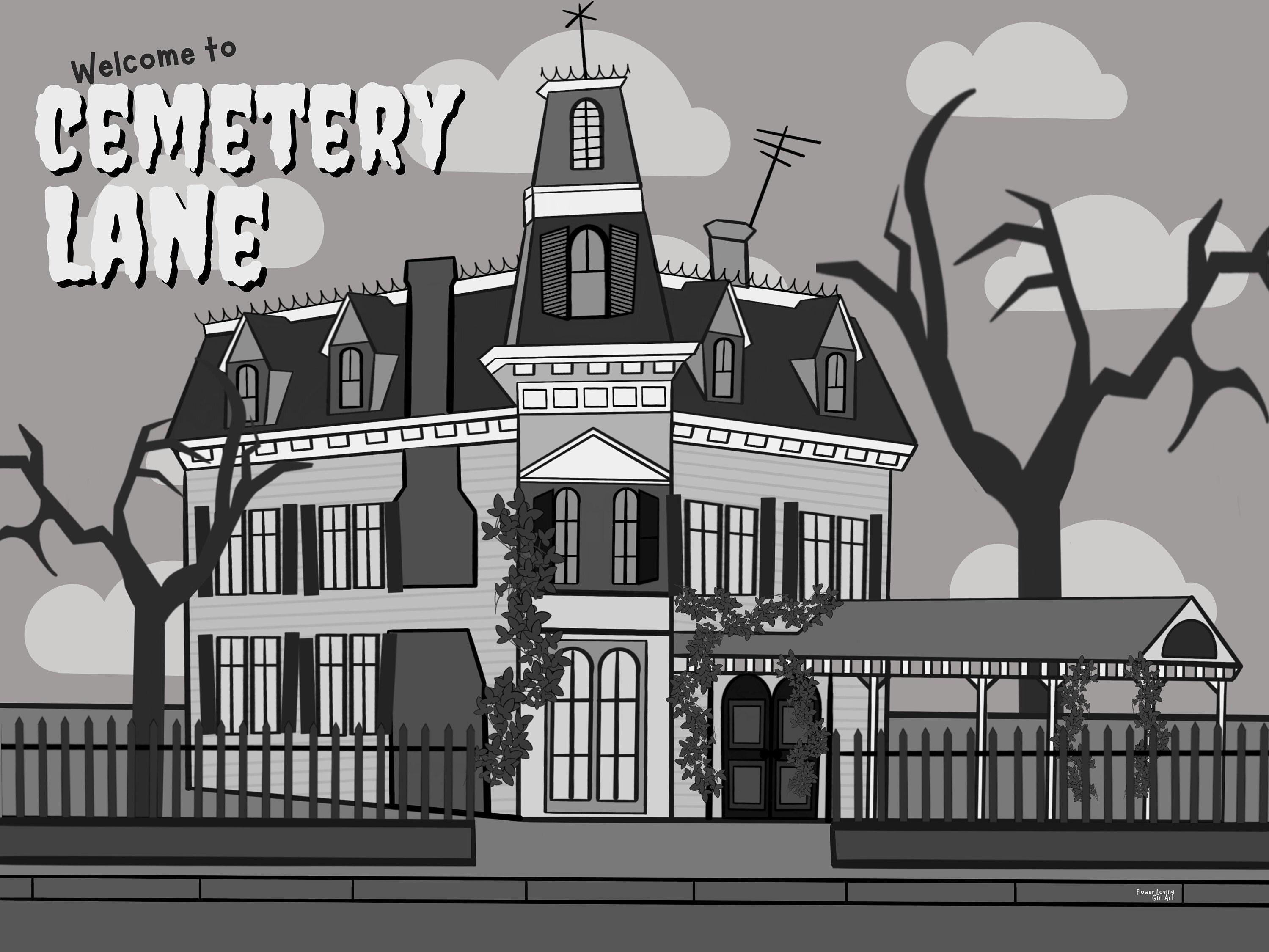 PRINTABLE Halloween Wall Art, the Addams Family TV, House, Digital ...