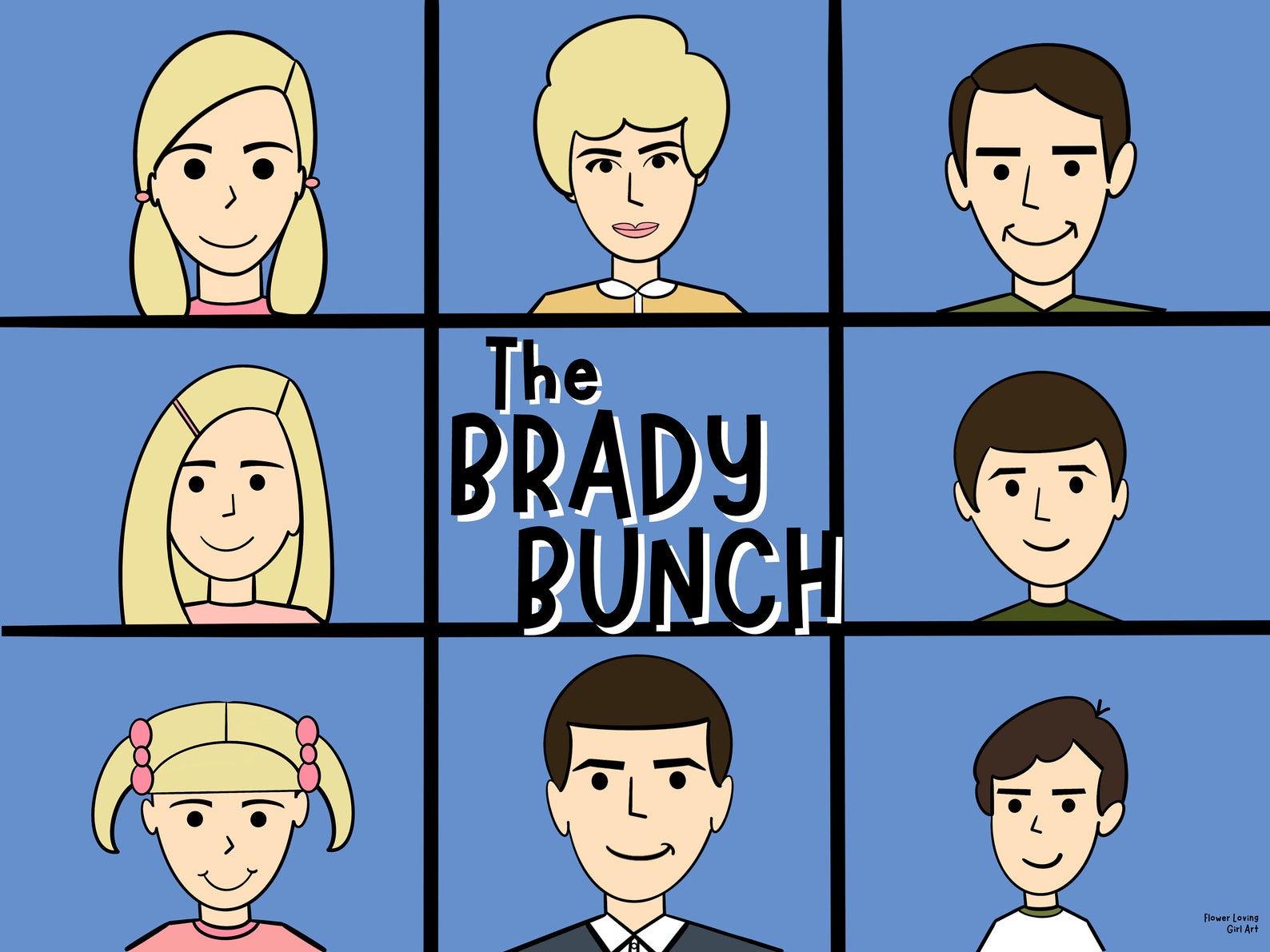 The Brady Bunch Opening Tiles Brady Bunch Illustration Brady - Etsy